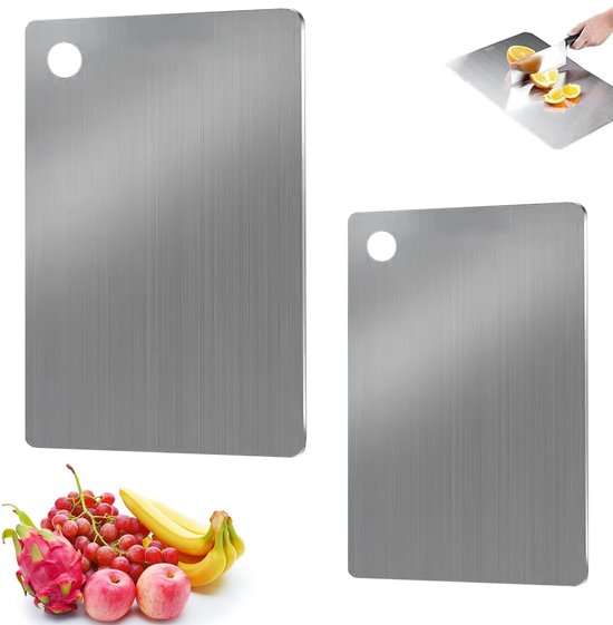 Inovra ® Dubbelzijdige Keuken- en Kampsnijplank Set van Roestvrij Staal ...