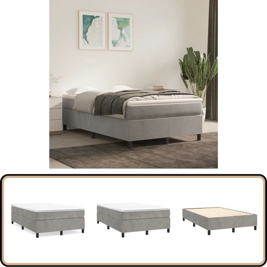 vidaXL Bedframe - 120x200 cm - Fluweel - Lichtgrijs Boxspring Frame ...