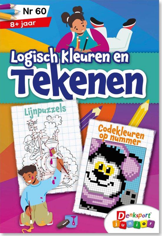 Denksport Junior Puzzelboek Logisch kleuren en tekenen Junior, editie ...