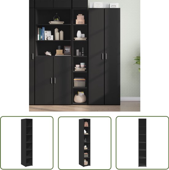 The Living Store Hoge kast 30x41x185 cm bewerkt hout zwart - Hoge Kast ...