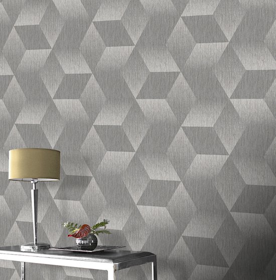 ZILVER GRIJS RETRO BEHANG 311006 | bol