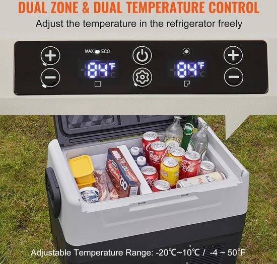 Elektrische Auto koelkast - Camping Koelbox - 45 L Dual Zone Draagbare Vriezer - 68 x... | bol
