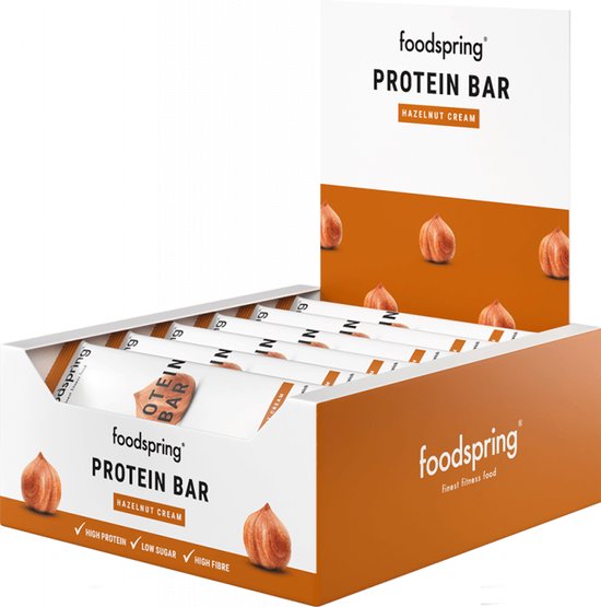 foodspring Protein Bar (12x60g) Hazelnut Cream - Bars - Protein Bars | bol