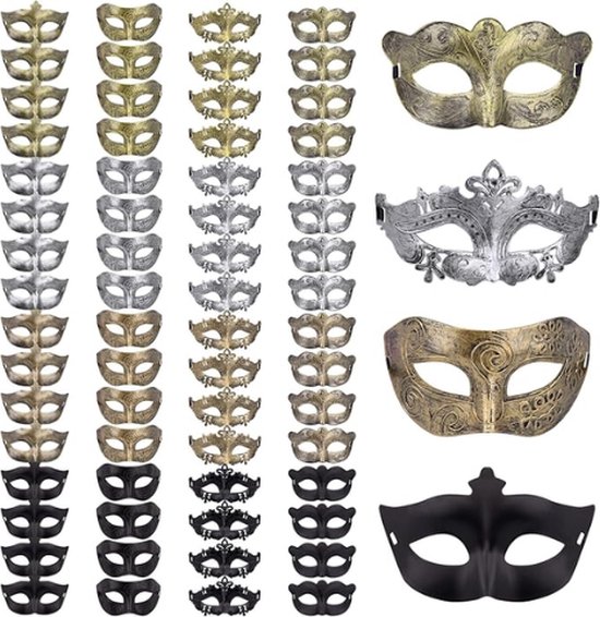 64 Stuks Maskerade Maskers - Vintage Antieke Maskers - Koppel ...
