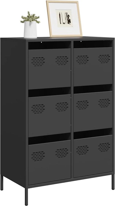 vidaXL Hoge kast - Staal - 6 lades - Zwart Hoge Kast - Opslagkast ...