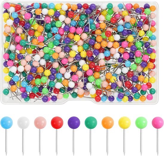 500pcs Colorful Push Pins- Drawing Push Pins for Bulletin Board | bol