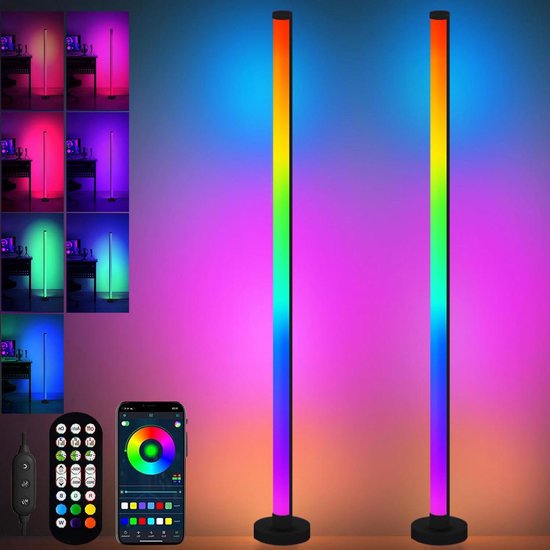 Staande led-vloerlamp - RGB, dimbaar, slimme bediening | bol