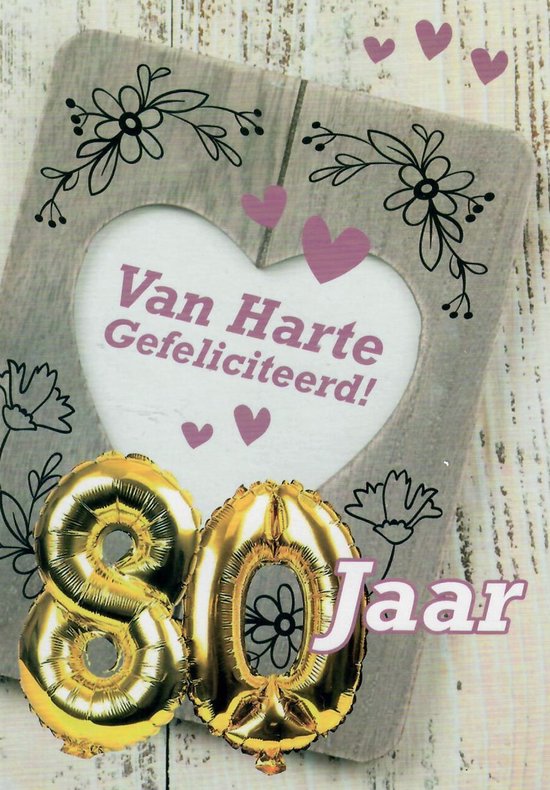 Wenskaart | 10 stuks | Van Harte gefeliciteerd! 80 jaar | bol