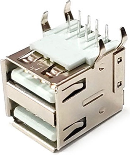 USB Connector - Dual USB Type A - USB 2.0 - 4-pins - PCB mount - Per ...