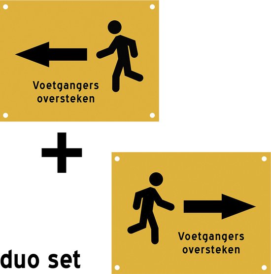 Pictogram/ bord Dibond + boorgaten (set van 2 stuks) | "Voetgangers ...