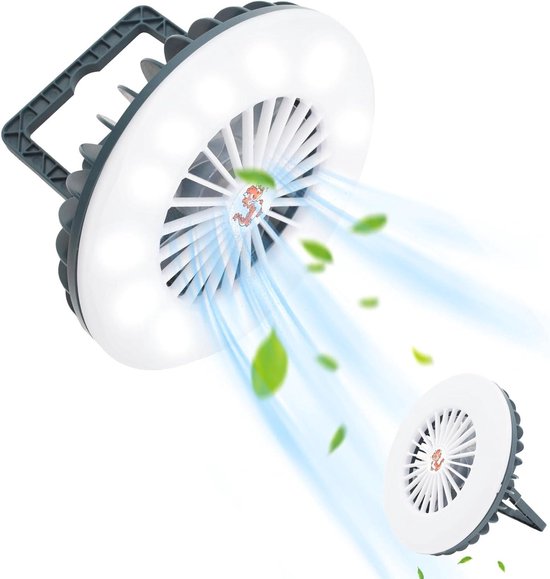 Draagbare ventilator met led-lichtlamp - USB oplaadbare ...