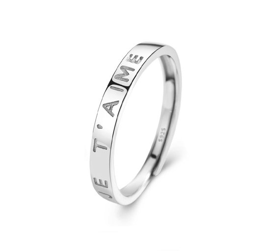 Zilveren Ring - Je T'Aime - Ring Zilver - Ik Hou Van Jou - Verstelbare Ring | bol