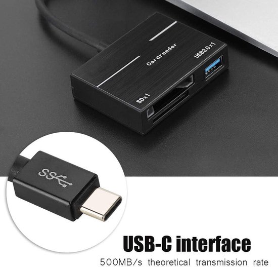 Super Speed USB Type C-kaartlezer - Draagbare multifunctionele... | bol