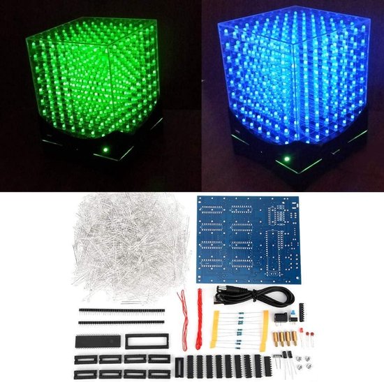 3D LED Kubus Licht Diy Kit 8x8x8 Cm - Lichtgevende Kubus voor Kinderen ...