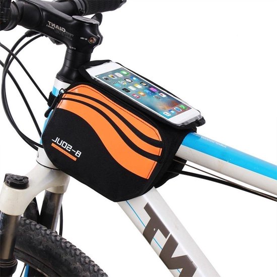 Fietstas frametas fiets: 3 zakken, PVC scherm, 58 inch - Oranje 16 x 17 ...