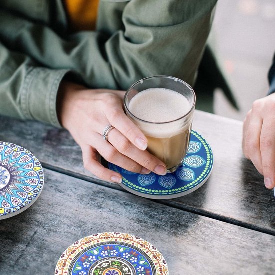 Onderzetters dranken-set van 8 absorberende curken keramische glazen ...