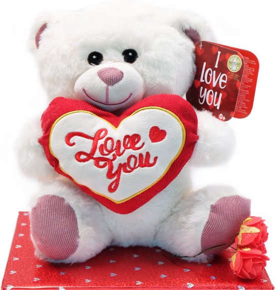 Pluche witte beer/beren knuffel i love you 30 cm speelgoed - Wit ...