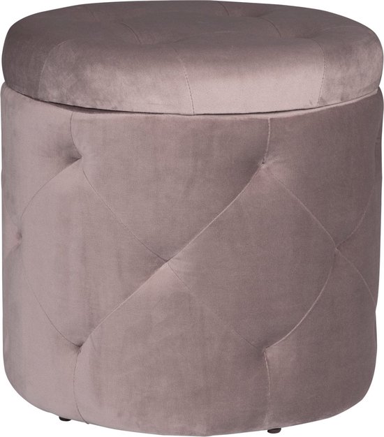 Bolt Edge Ronde Poef - Roze - Velvet - Met opbergruimte - 39.5x39 ...