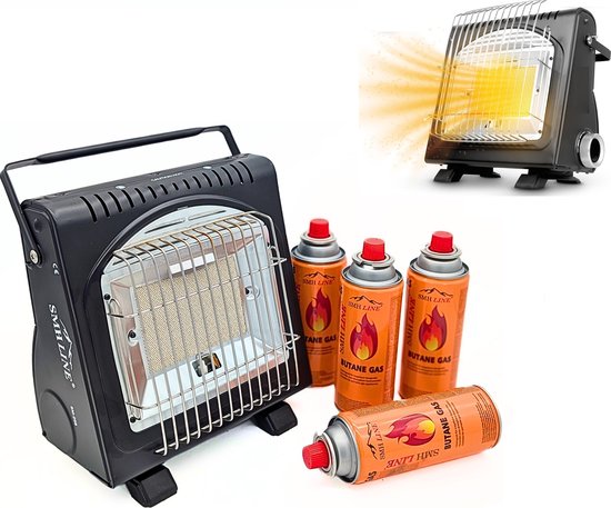 SMH LINE® Gaskachel - 2in1 - Incl. 16 Gasflessen - Heater - XL - 1,7 kW ...