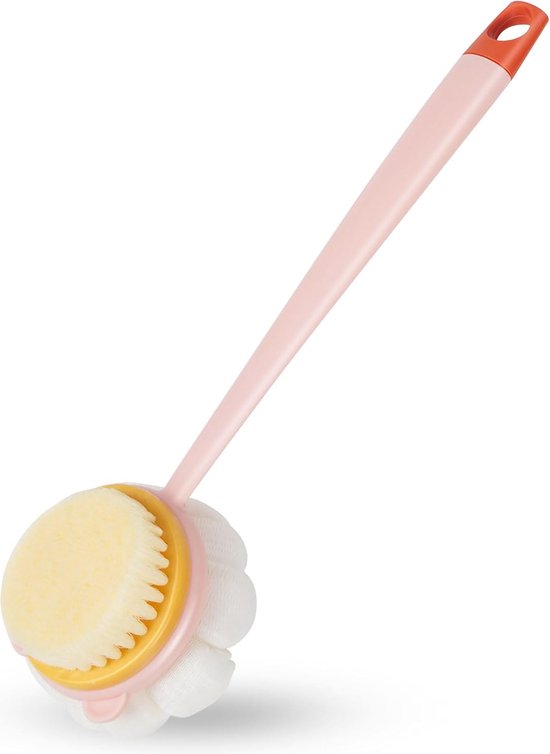 Roze Spons Lang - Douchespons met steel - Rugborstel Douchespons - Bad ...