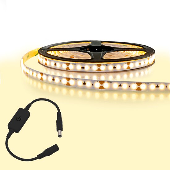 Led strip Warm Wit - 7 meter - 128 leds p/m - Complete set met ...