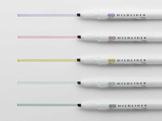 Zebra Mildliner Double Sided Highlighter - Set van 5 Calm Pastel Colors ...