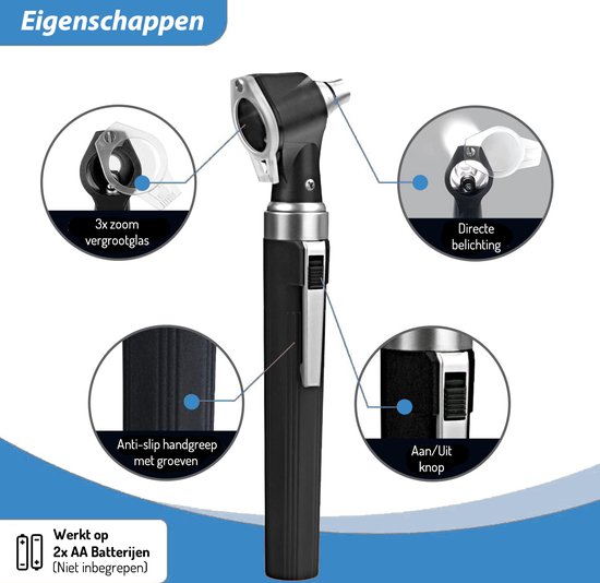 Zorghelden Otoscoop - Medisch oor camera met LED Licht & Vergrootglas | bol