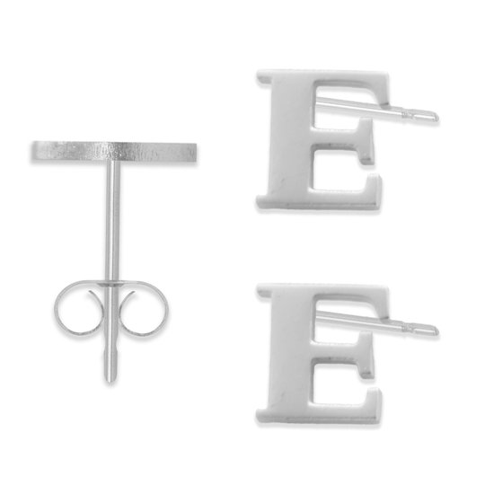 Initiaal Oorbellen met Letter E Zilverkleurig - Naam Sieraad Cadeau ...