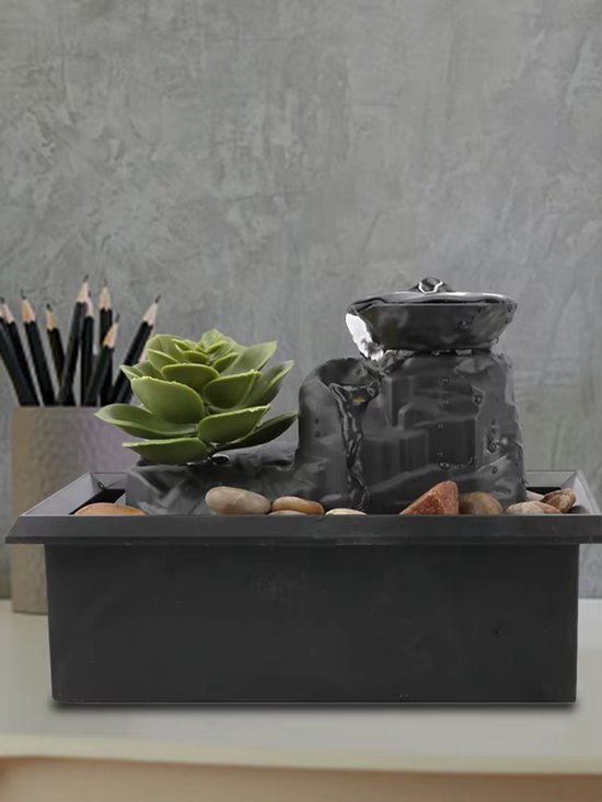 Moderne Mini Fontein - Indoor - Zwart - Stromend Water - Zeer Luxe | bol