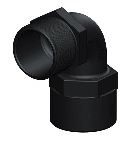 TRUDESIGN 90° bochtstukken van hoogwaardig composiet met binnen-/buitendraad, zwart | bol