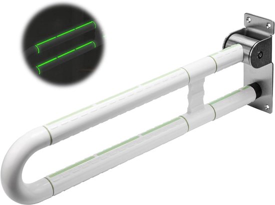 Mindervalide Toiletbeugel - Antislip, Opvouwbaar, RVS - Wit | bol