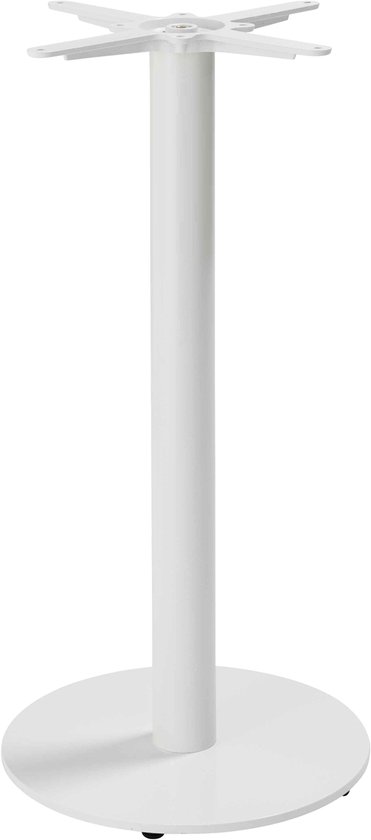 Oviala - Tafel hoog rond 60 cm witte poot en donker houten bekleding | bol