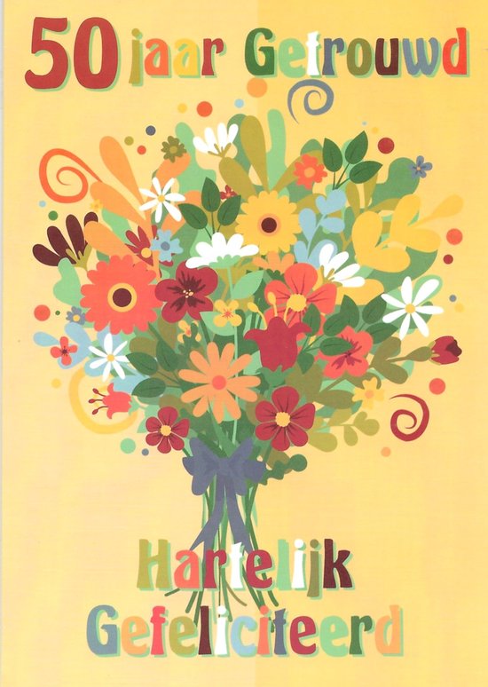 Wenskaart | 10 stuks | 50 jaar getrouwd, hartelijk gefeliciteerd | bol