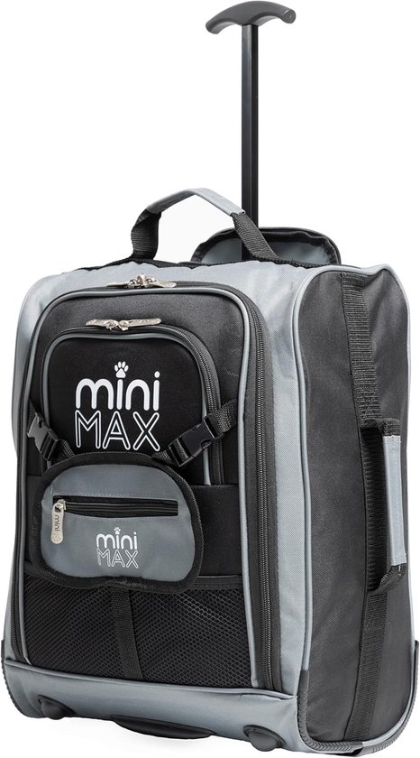 Handbagage voor Kinderen 45x35x20cm - Trolley en Rugzak in Één - Zwart ...