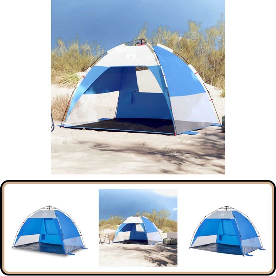 vidaXL Strandtent 2-persoons waterdicht azuurblauw Strandtent ...