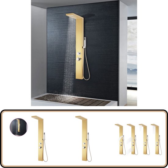 vidaXL Douchepaneelsysteem - Goudkleurig - Roestvrij staal Douchepaneel - Gouden... | bol