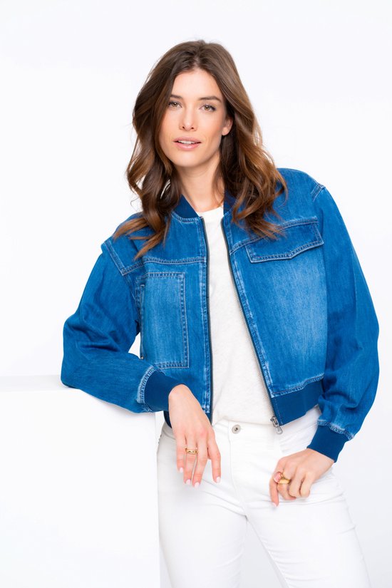 Geisha Jas Kort Bomberjasje In Denim 55006 10 Stonewash Denim Dames ...