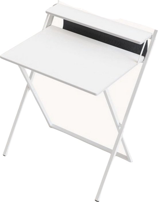Compact Inklapbaar Bureau - Wit Design - Met Plank en Opbergtas ...