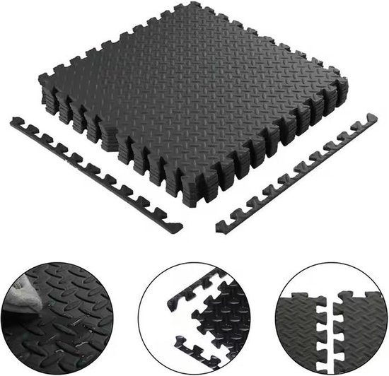 ForzaFit EVA Schuim Zwarte Fitness Puzzelmat Tegels pak van 4 stuks ...
