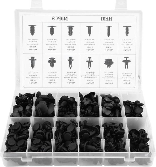 240 Stuks Bevestigingsclips 12 Gesorteerd Auto Body Trim Clips