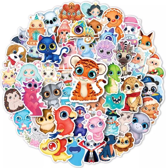 Akyol Grappige Dieren Stickers 50 Stuks | Big-Eyed Stickers | Grappige Stickers |... | bol