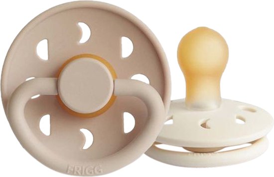 Frigg Moon Fopspeen - Rond - 2 Stuks - 0-6 Mnd - Cream/Croissant | bol