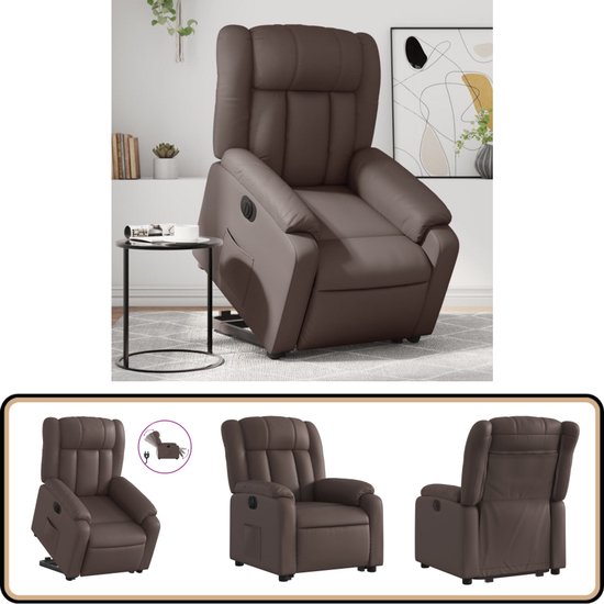 vidaXL Elektrische Sta-op-stoel Kunstleer Bruin Elektrische Sta-op ...