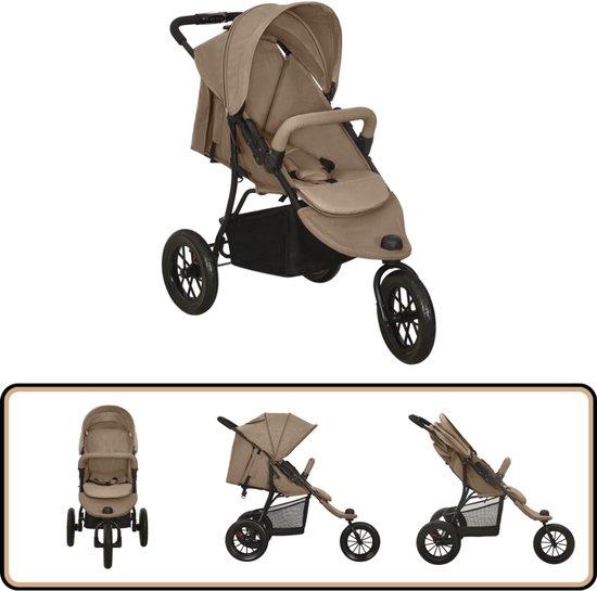 vidaXL Kinderwagen Staal Taupe - Compact en Comfortabel Buggy ...