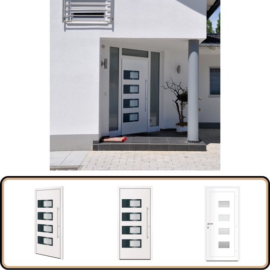 vidaXL Voordeur - 100x210 cm - Aluminium en PVC - Wit Voordeur - Pvc ...