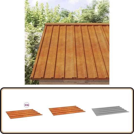 vidaXL Dakpanelen - 36 stuks - Cortenstaal - 60x44 cm Metalen ...