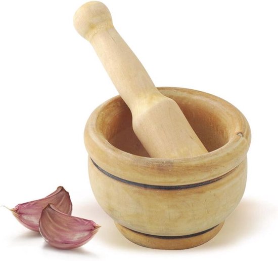 Houten Stamper en Vijzel - Perfect voor Koken - 12 cm - Hout | bol