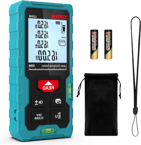 Laserafstandsmeter 50M - Digitale Afstandsmeter Met 2 Waterpassen - Meet Lengte... | bol