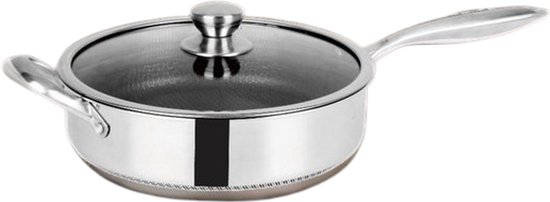Babij cooking hapjespan met Deksel - 28cm - RVS - Honingraat - Inductie ...