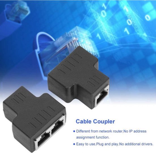 Ethernetkabeladapter RJ45 LAN-connector Netwerksplitter Kabelverlenger ...